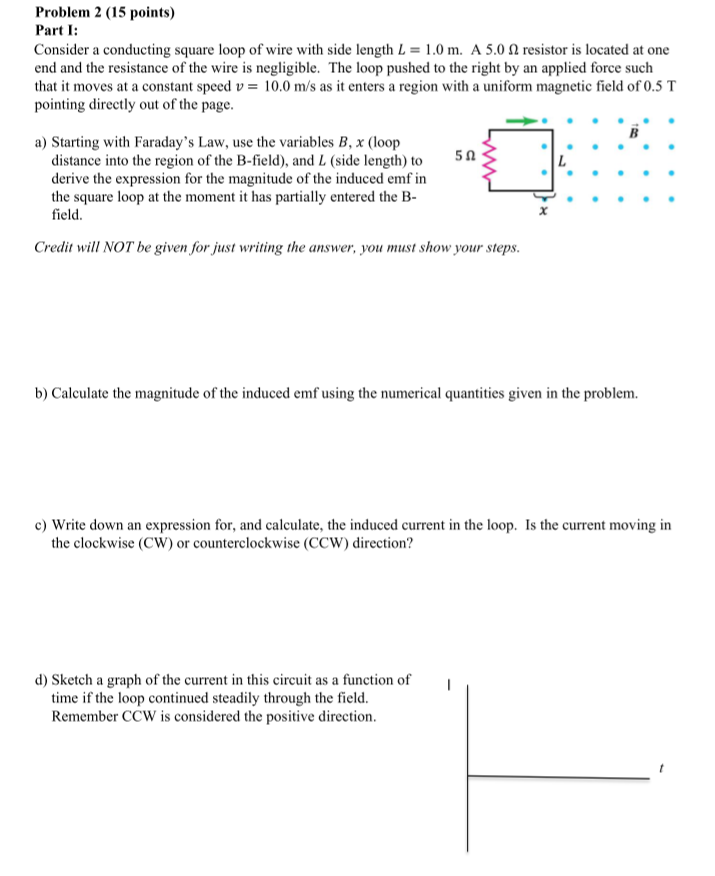 Solved Problem 2 (15 points) Part I: Consider a conducting | Chegg.com