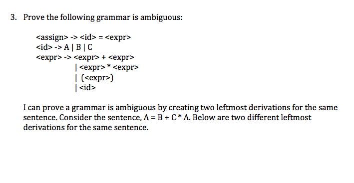 Solved 3. Prove the following grammar is ambiguous | Chegg.com