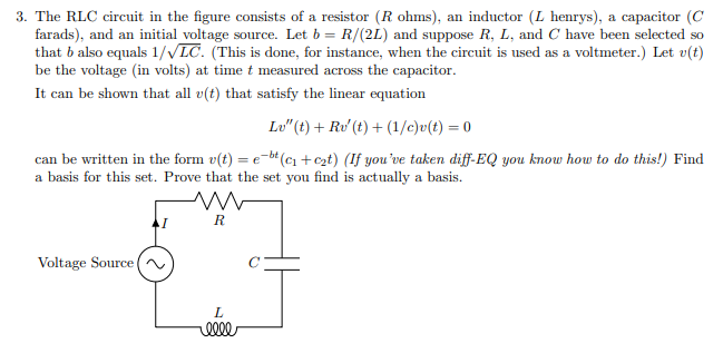 Solved 3. The RLC circuit in the figure consists of a | Chegg.com