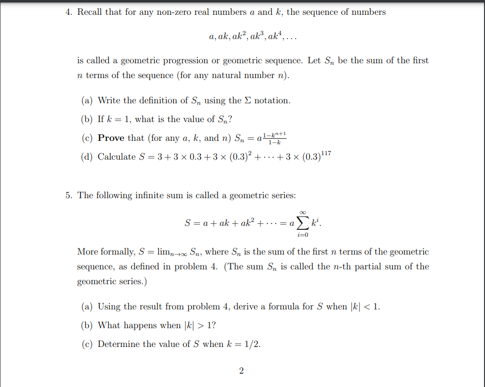 Solved 4. Recall that for any non-zero real numbers a and k, | Chegg.com
