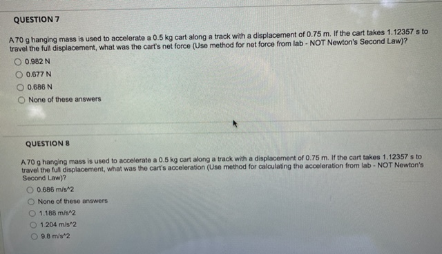 Solved A 70 g hanging mass is used to accelerate a 0.5 kg | Chegg.com