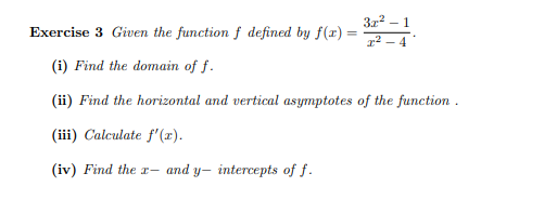 Solved Exercise 3 ﻿Given the function f ﻿defined by | Chegg.com