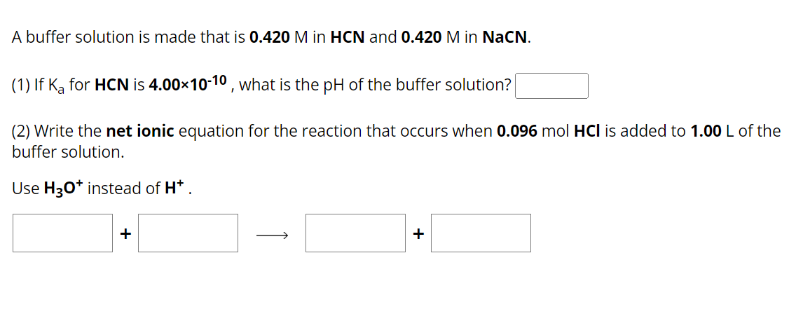 Solved A buffer solution is made that is 0.420M in HCN and | Chegg.com