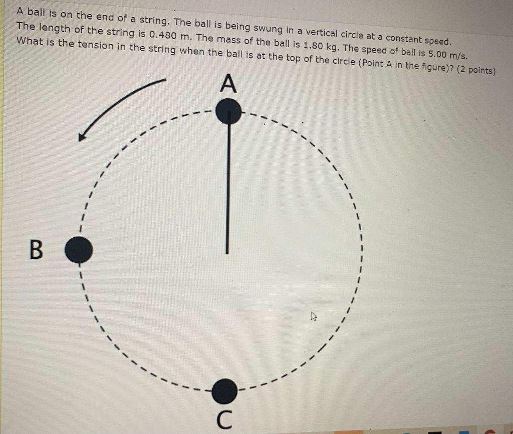 Solved A ball is on the end of a string. The ball is being | Chegg.com