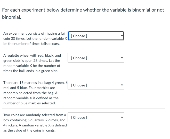 Solved For each experiment below determine whether the | Chegg.com