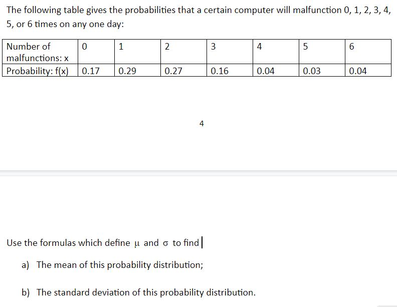 Solved The following table gives the probabilities that a | Chegg.com