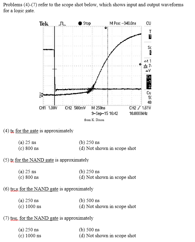 Solved Problems (4)-(7) ﻿refer to the scope shot below, | Chegg.com