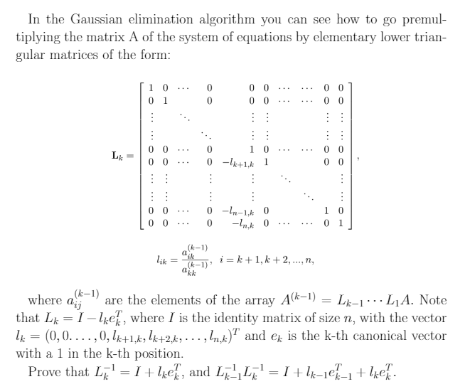 Solved In the Gaussian elimination algorithm you can see how | Chegg.com