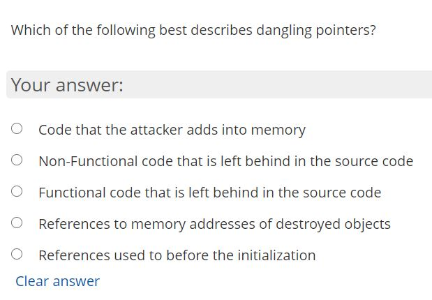 Solved Which of the following best describes dangling | Chegg.com