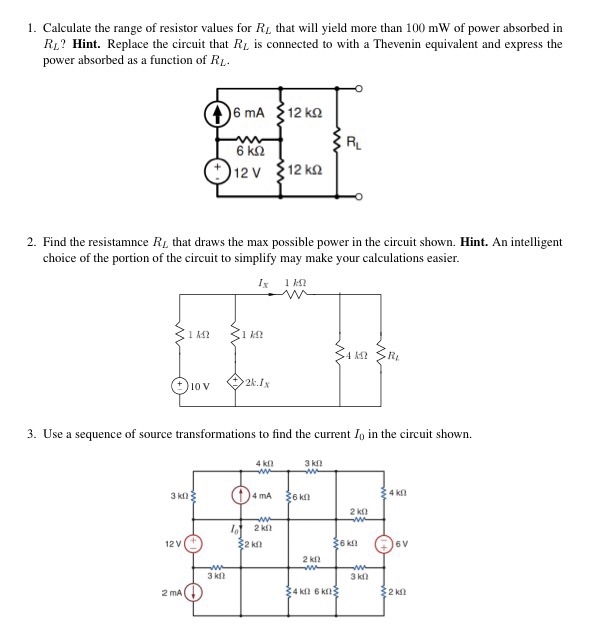 Solved 1. Calculate the range of resistor values for RL that | Chegg.com