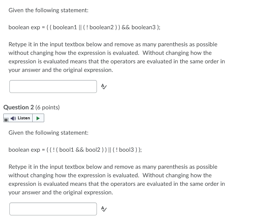 Solved Given the following statement: boolean exp = | Chegg.com
