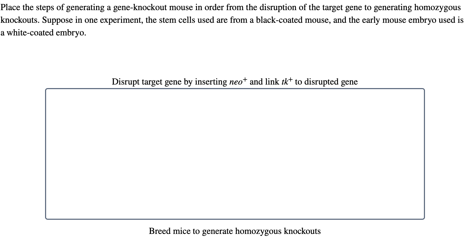 Solved Place the steps of generating a gene-knockout mouse | Chegg.com