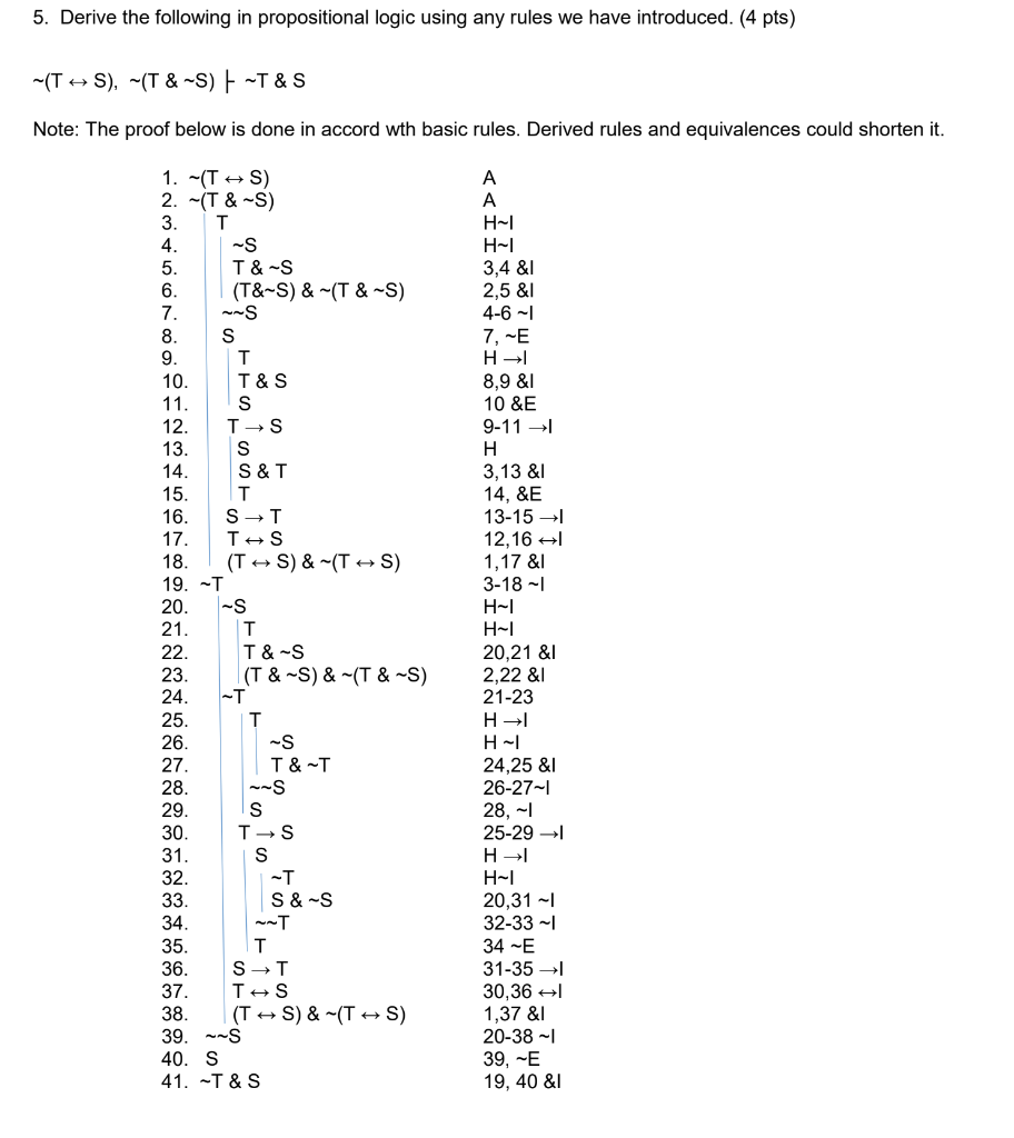 5. Derive the following in propositional logic using | Chegg.com