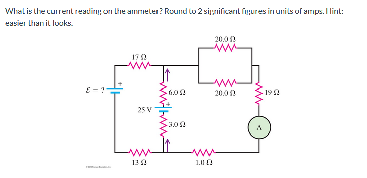 Solved What is the current reading on the ammeter? Round to | Chegg.com