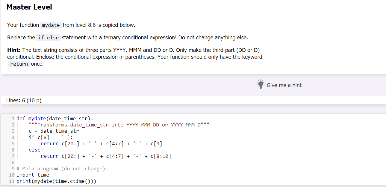 Solved Master Level Your function mydate from level 8.6 is | Chegg.com