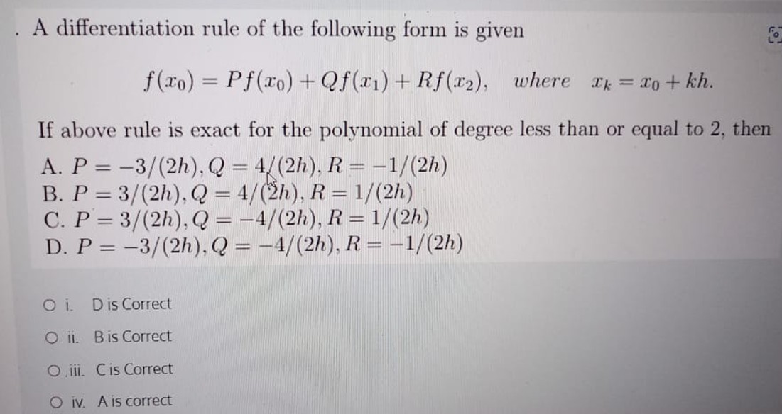 Solved A differentiation rule of the following form is | Chegg.com