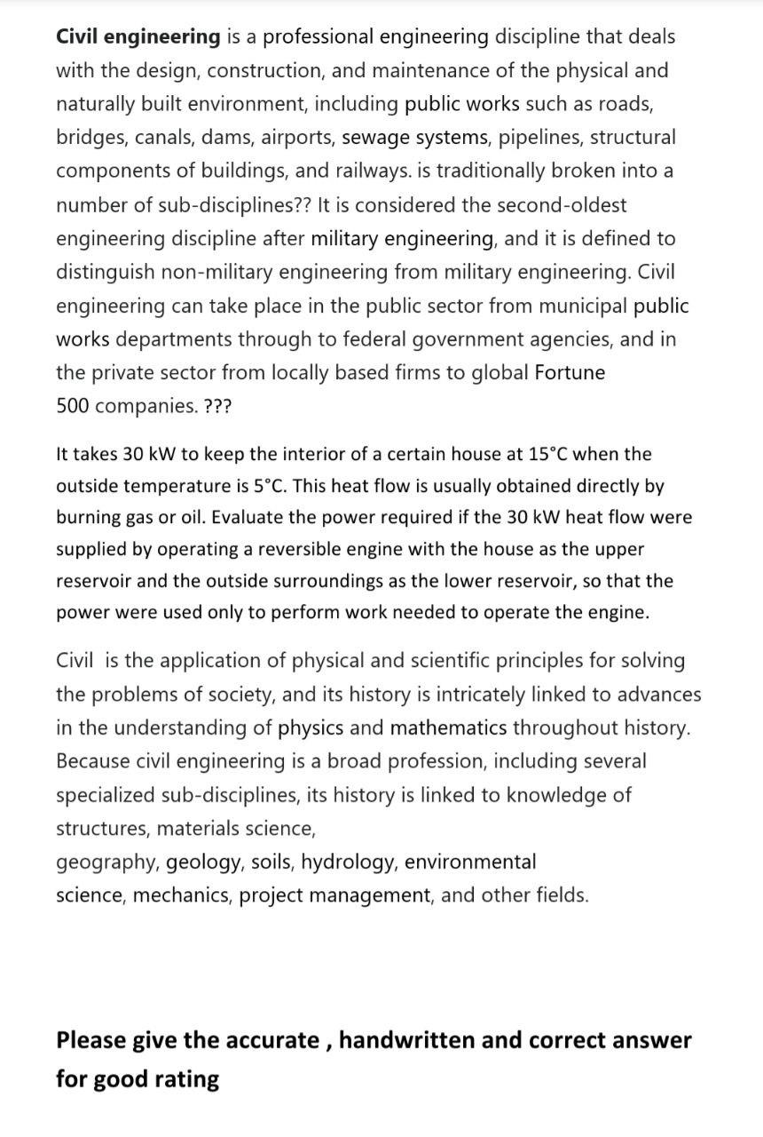 Solved Civil engineering is a professional engineering | Chegg.com