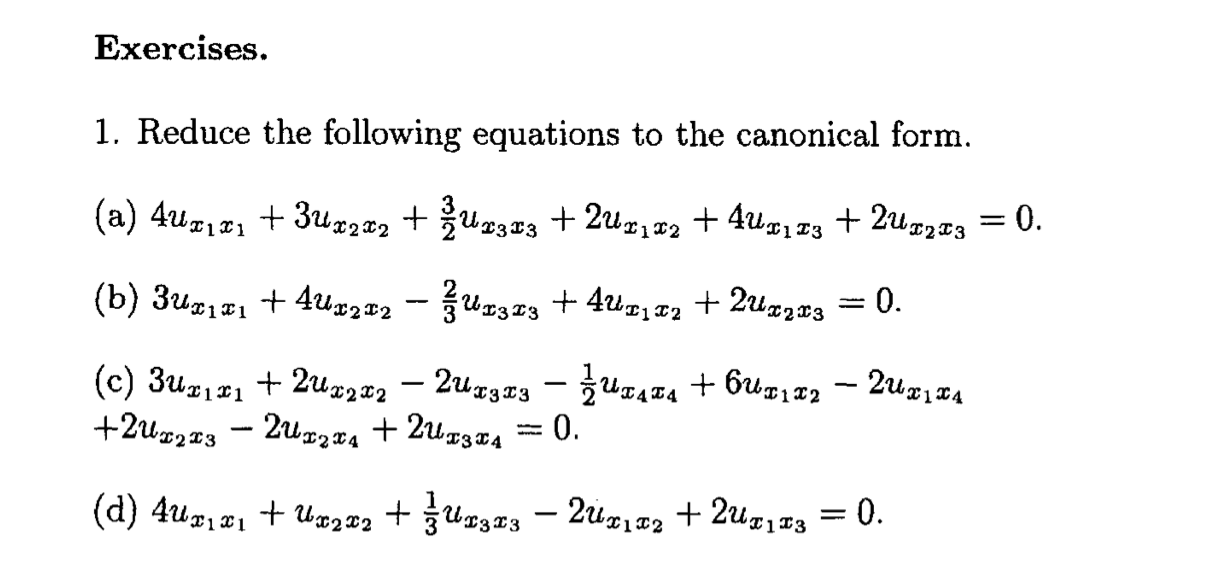 1. Reduce the following equations to the canonical | Chegg.com