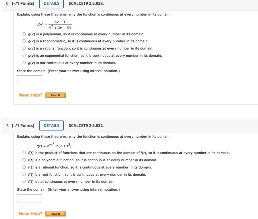 Solved 6. [-/1 Points) DETAILS SCALCET9 2.5.028. Explain, | Chegg.com