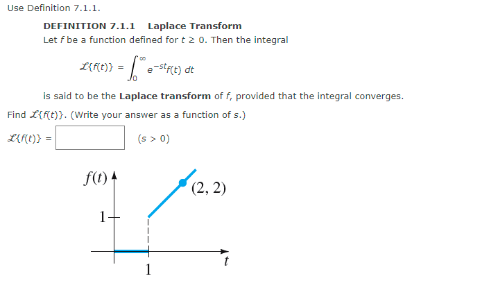 Solved Definition 7 1 1 Laplace Transform Let F Be A