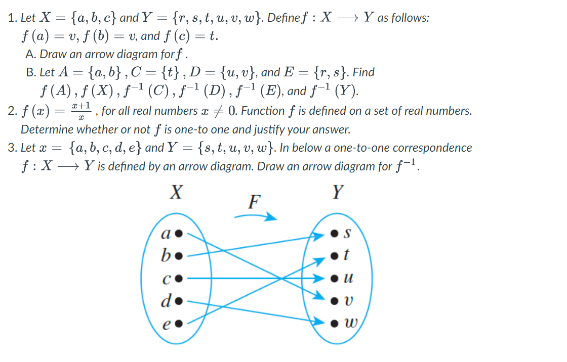 Solved Let x={a,b,c} ﻿and Y={r,s,t,u,v,w}. ﻿Define | Chegg.com