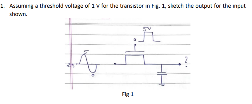 Solved Assuming a threshold voltage of 1 ﻿V for the | Chegg.com