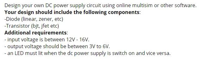 Solved Design your own DC power supply circuit using online | Chegg.com