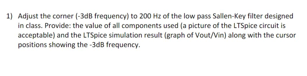 Solved 1) Adjust the corner (-3dB frequency) to 200 Hz of | Chegg.com