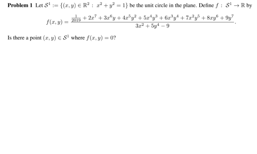 Solved Problem 1 Let S! := {(x, y) € R2 : x2 + y2 = 1} be | Chegg.com