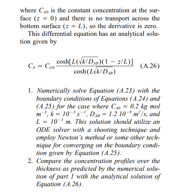 Solved Problem 7: Diffusion with Chemical Reaction in a | Chegg.com