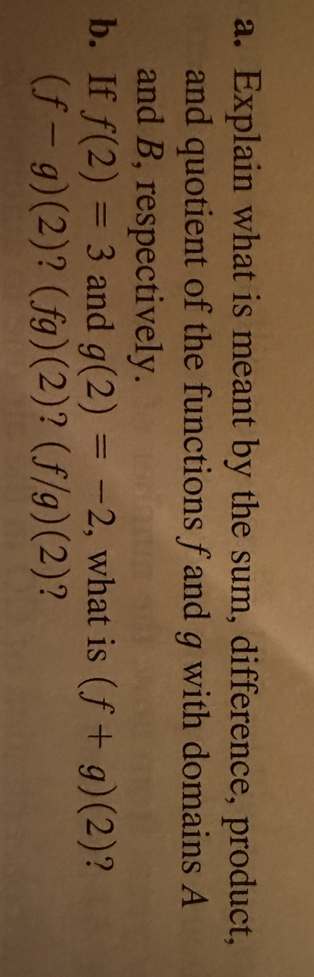 Solved a. Explain what is meant by the sum, difference, | Chegg.com