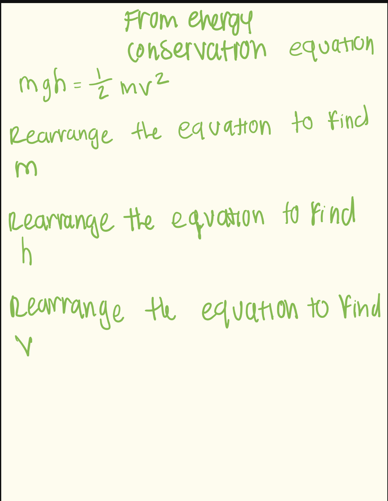 Solved From energy conservation equation mgh=21mv2 Rearrange | Chegg.com