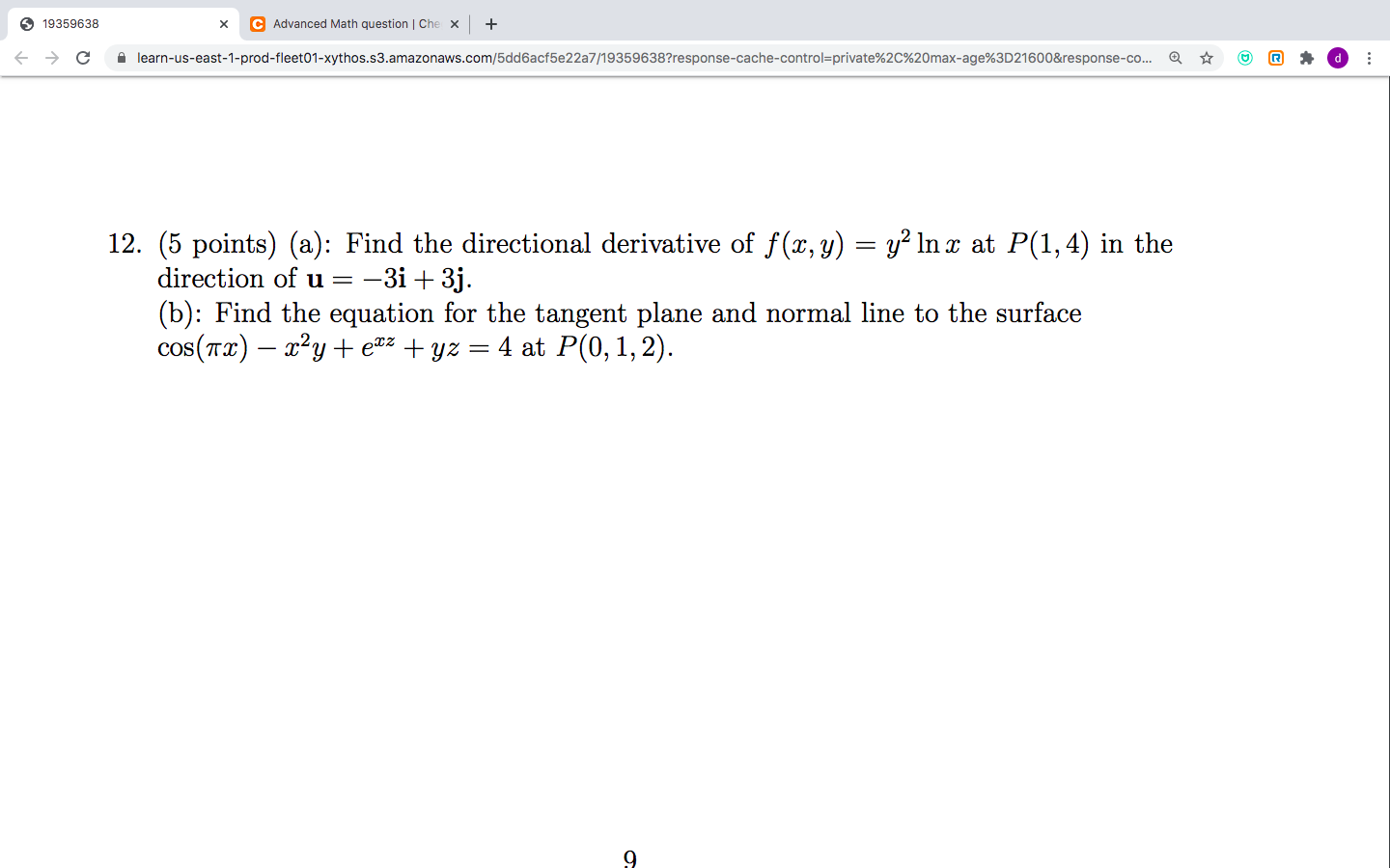 Solved 19359638 х + C Advanced Math question | Che X | Chegg.com