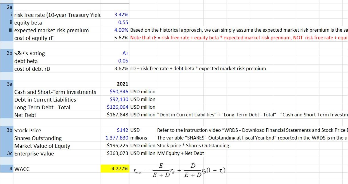 Solved Can I get help to confirm WACC (highlighted) based on | Chegg.com