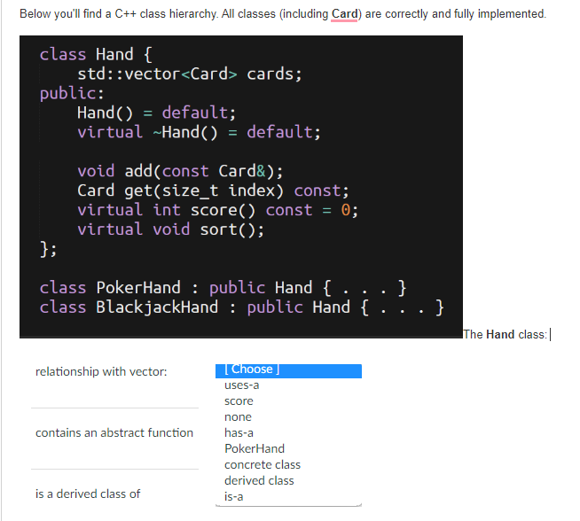 Below you'll find a C++ class hierarchy. All classes | Chegg.com