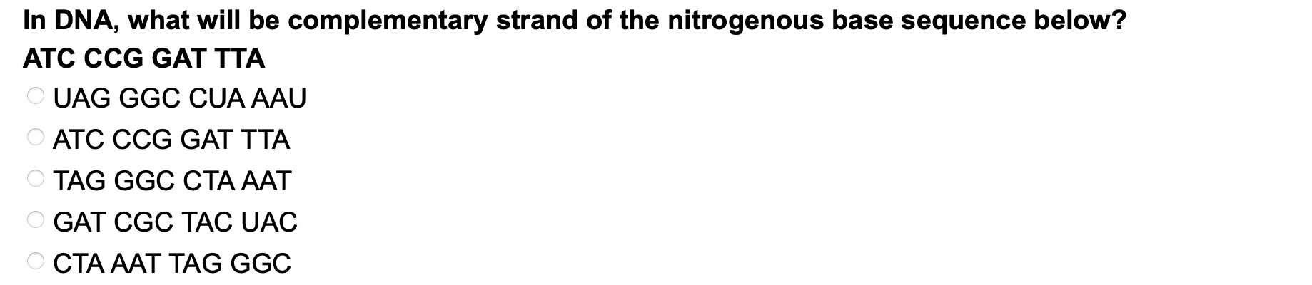 Solved In DNA, what will be complementary strand of the | Chegg.com