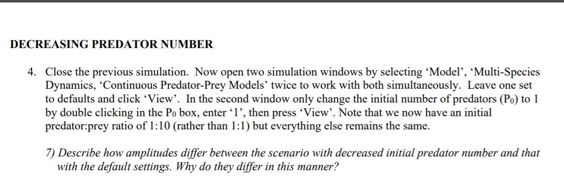 DECREASING PREDATOR NUMBER 4. Close the previous | Chegg.com