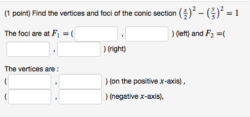 Solved (1 point) Find the vertices and foci of the conic | Chegg.com