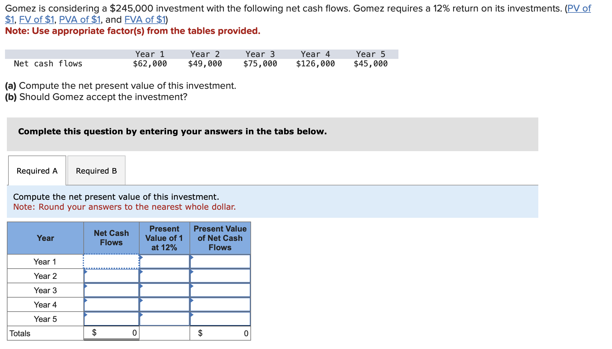 Solved Gomez is considering a $245,000 ﻿investment with the | Chegg.com