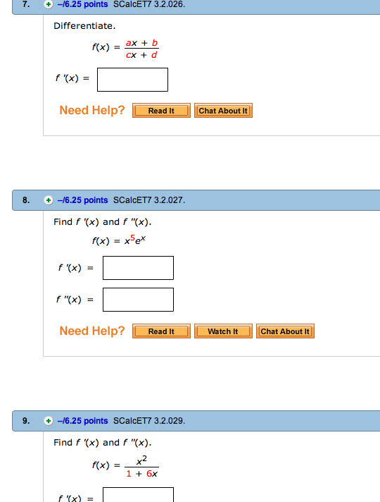 Solved Differentiate. f(X)=ax+b/cx+d f(X) Find f(x) and f(x) | Chegg.com Solved Differentiate. f(X)=ax+b/cx+d f(X) Find f(x) and f(x) | Chegg.com