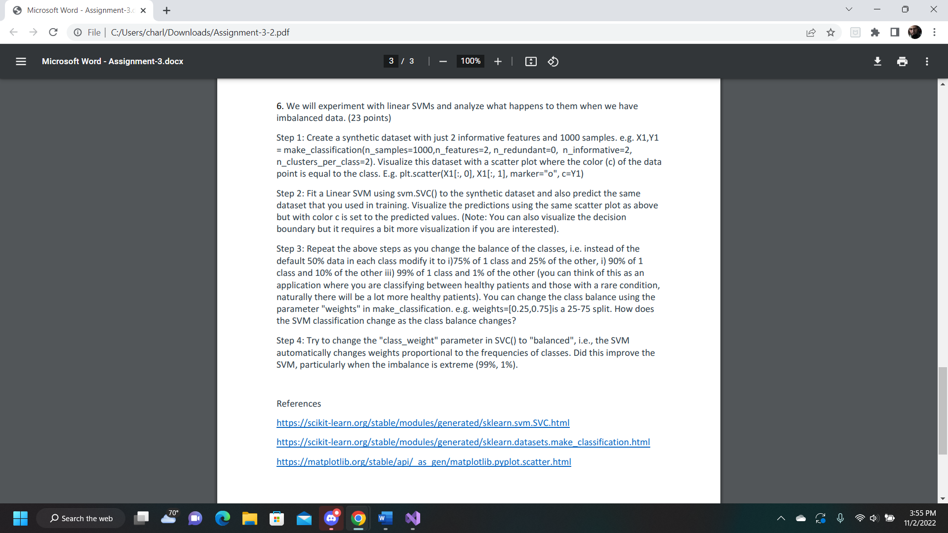 6. We will experiment with linear SVMs and analyze | Chegg.com