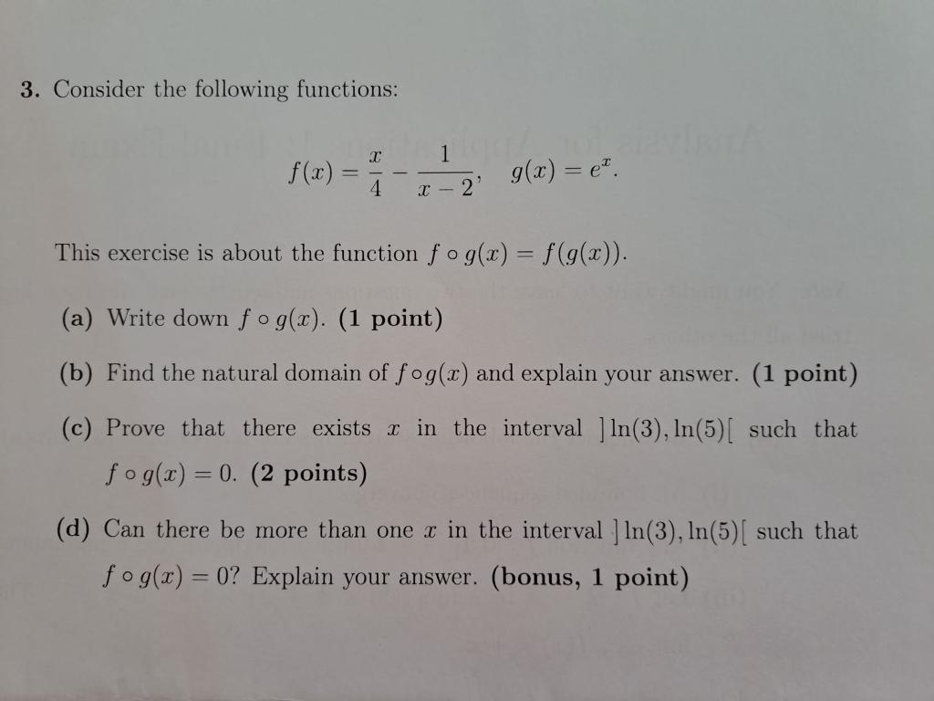 Solved 3. Consider the following functions: | Chegg.com