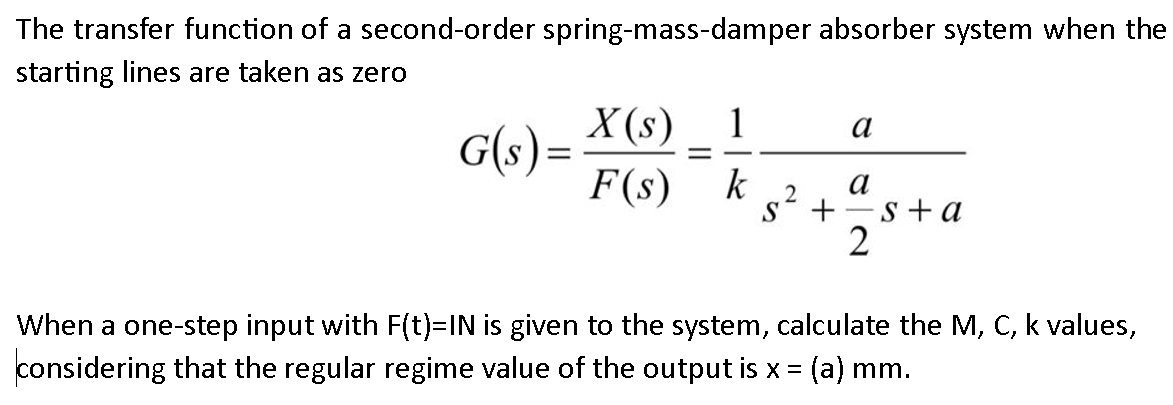 Solved The transfer function of a second-order | Chegg.com