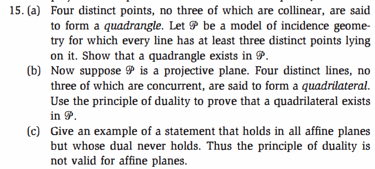 Solved 15. (a) Four distinct points, no three of which are | Chegg.com