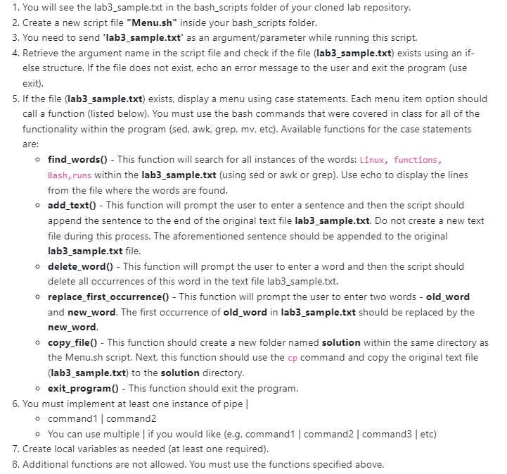 1. You will see the lab3_sample.txt in the | Chegg.com