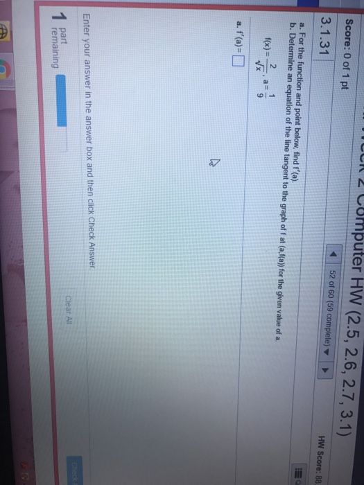 Solved For the function and point below, find f'(a). | Chegg.com