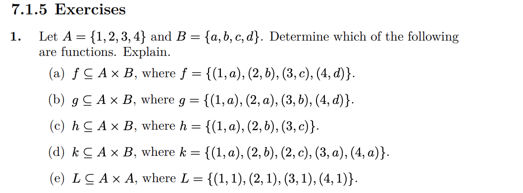 Solved 7.1.5 Exercises 1. Let A = {1,2,3,4} and B = | Chegg.com