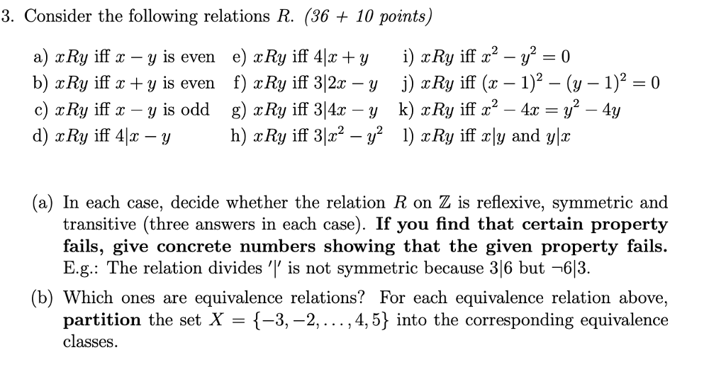 Solved 3. Consider the following relations R. (36 + 10 | Chegg.com