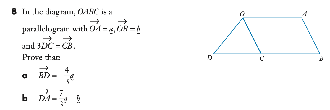 Solved 8 In the diagram, OABC is a A parallelogram with OA = | Chegg.com
