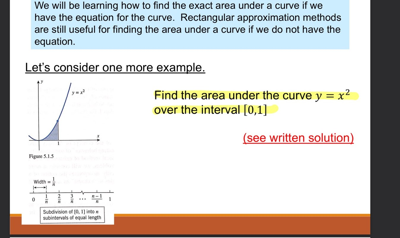 Solved We will be learning how to find the exact area under | Chegg.com